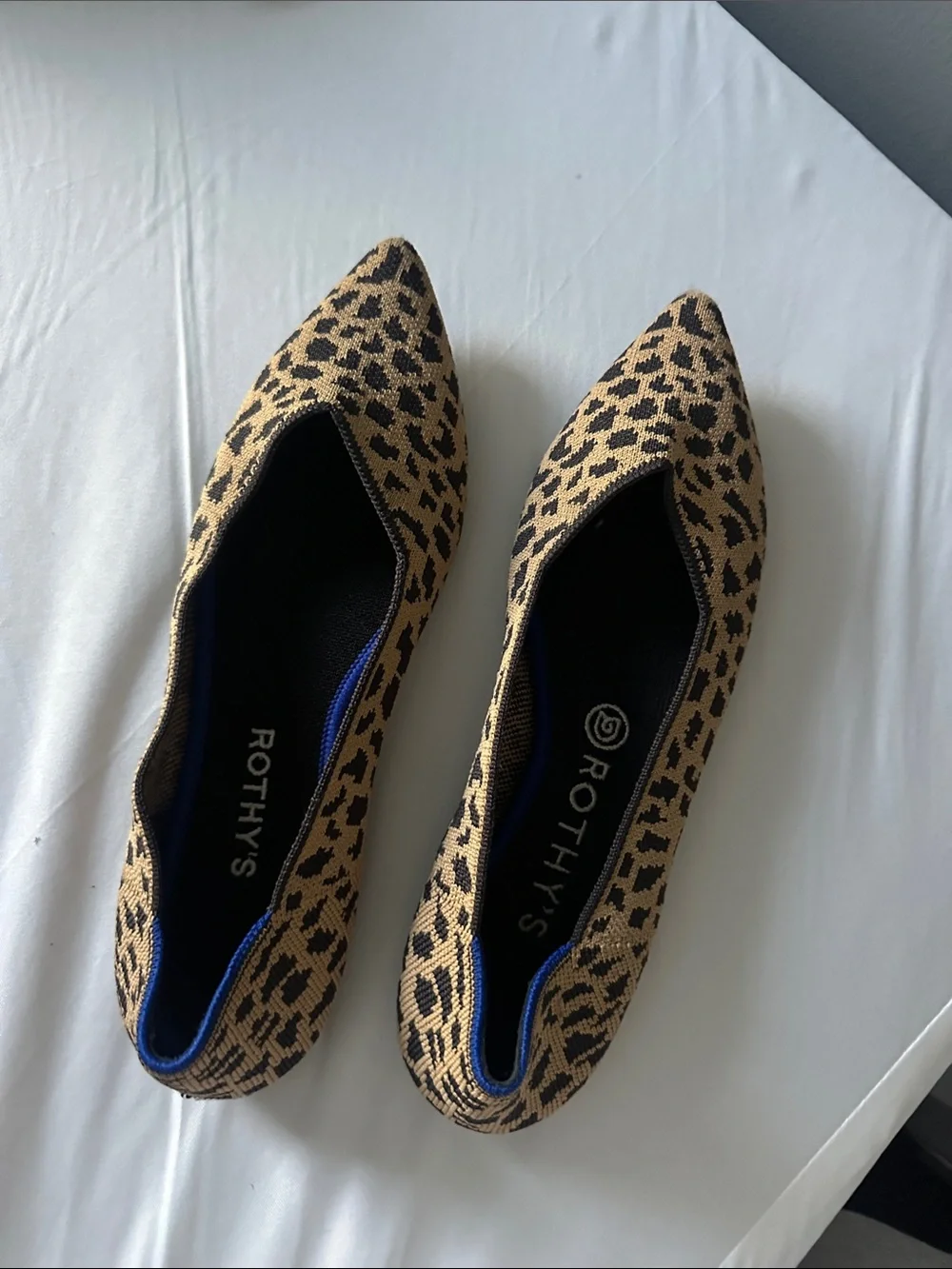 Rothy's | Shoes | Rothys Leopard Print Pointed Toe Flats In Tan And ...
